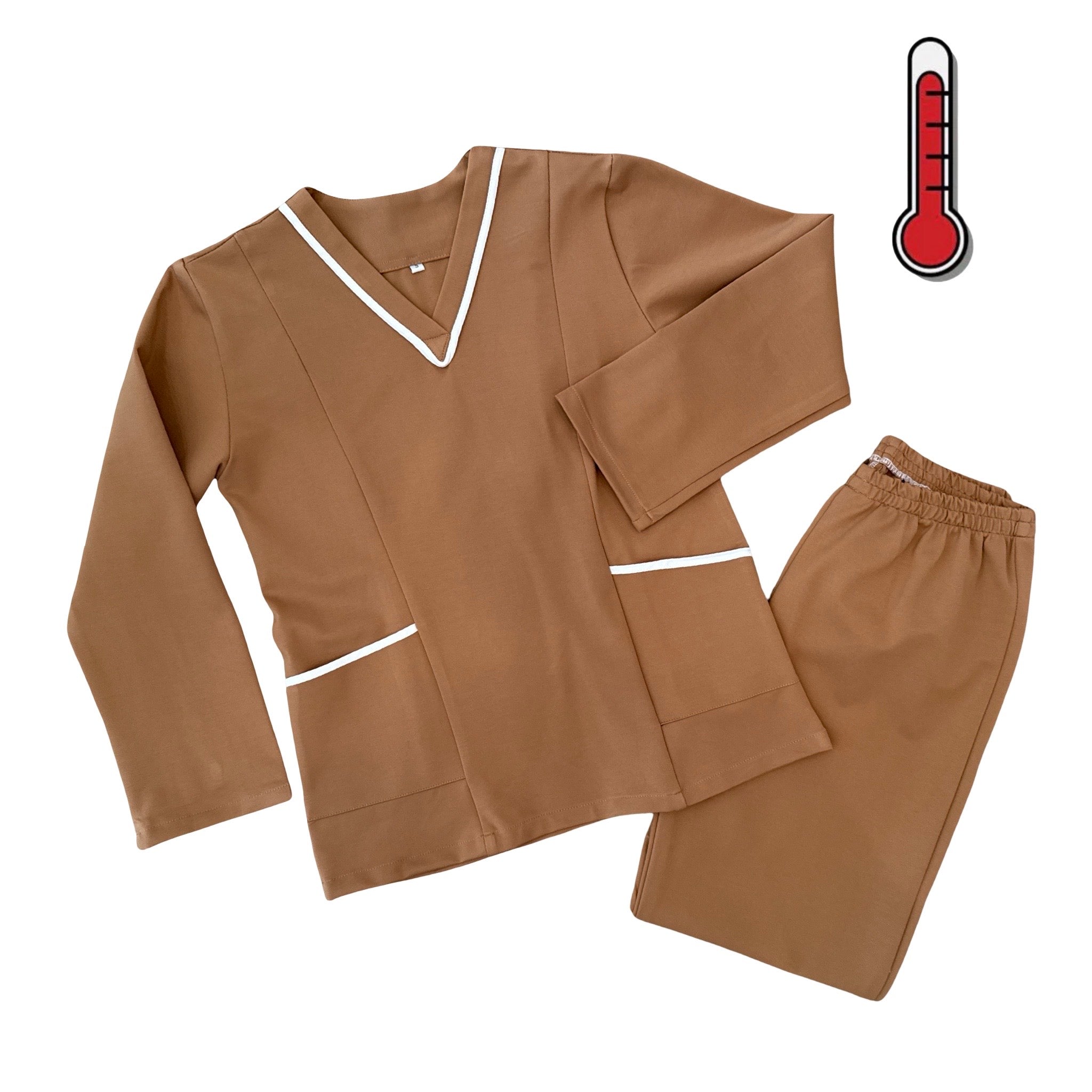 Coffee Brown Long Sleeve Uniform – UniformatJo
